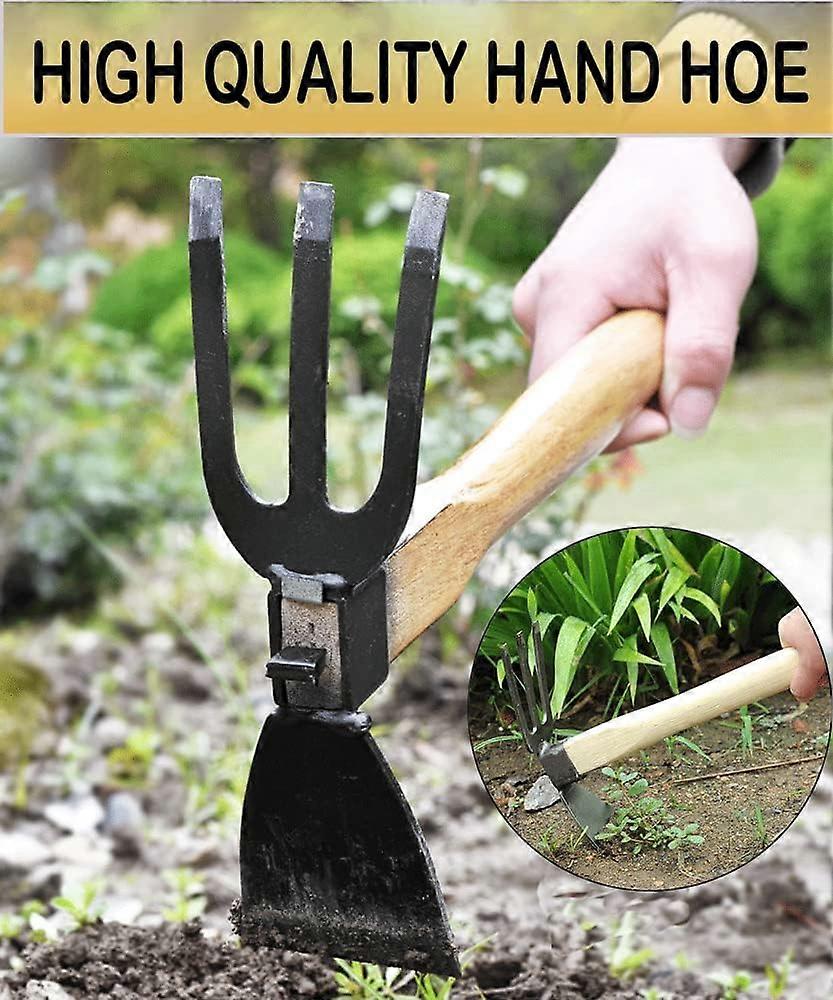 Garden Hoe,Garden Tools Digging Hoe and Rake, Hand Hoe With Wooden ...