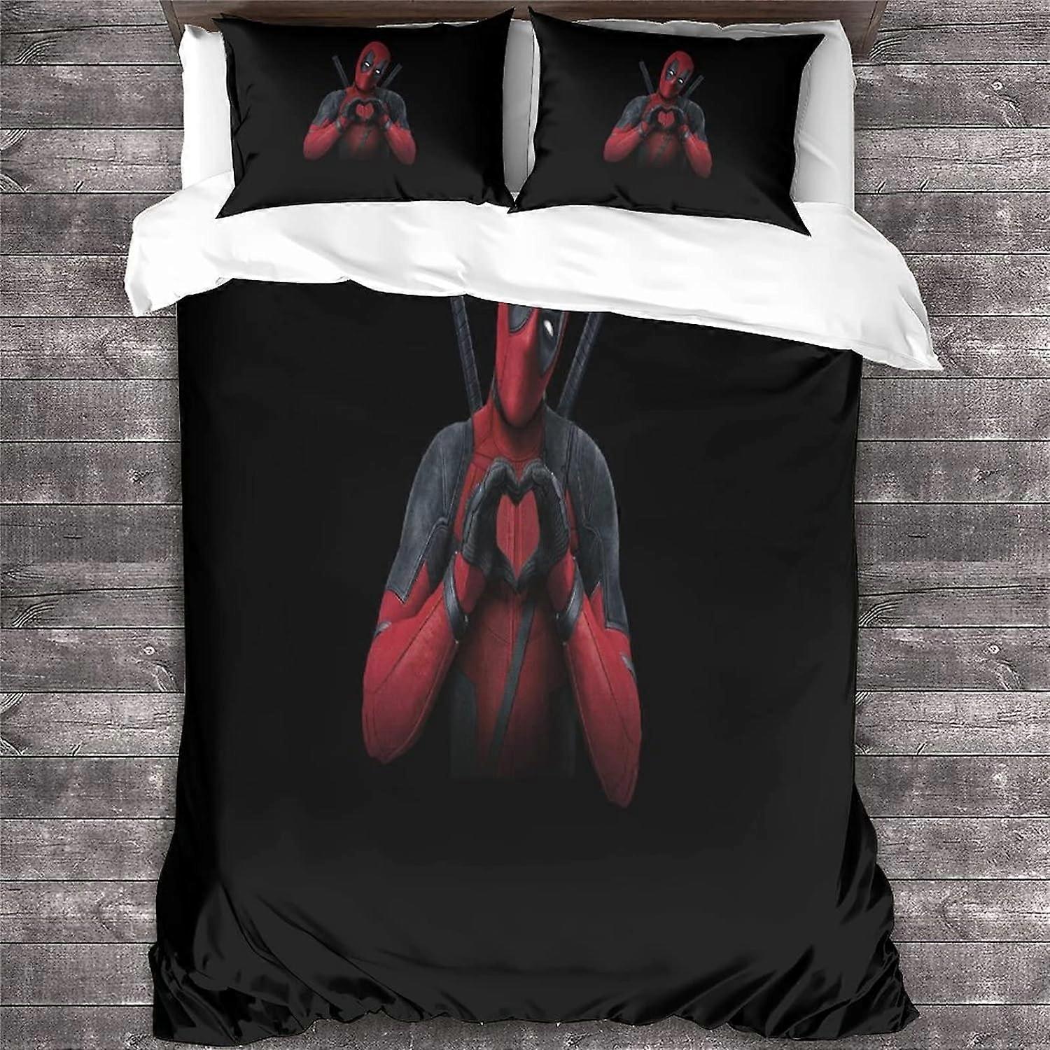 Deadpool Duvet Cover 3 Pieces, 3D Bedding Set with Zipper Microfiber ...