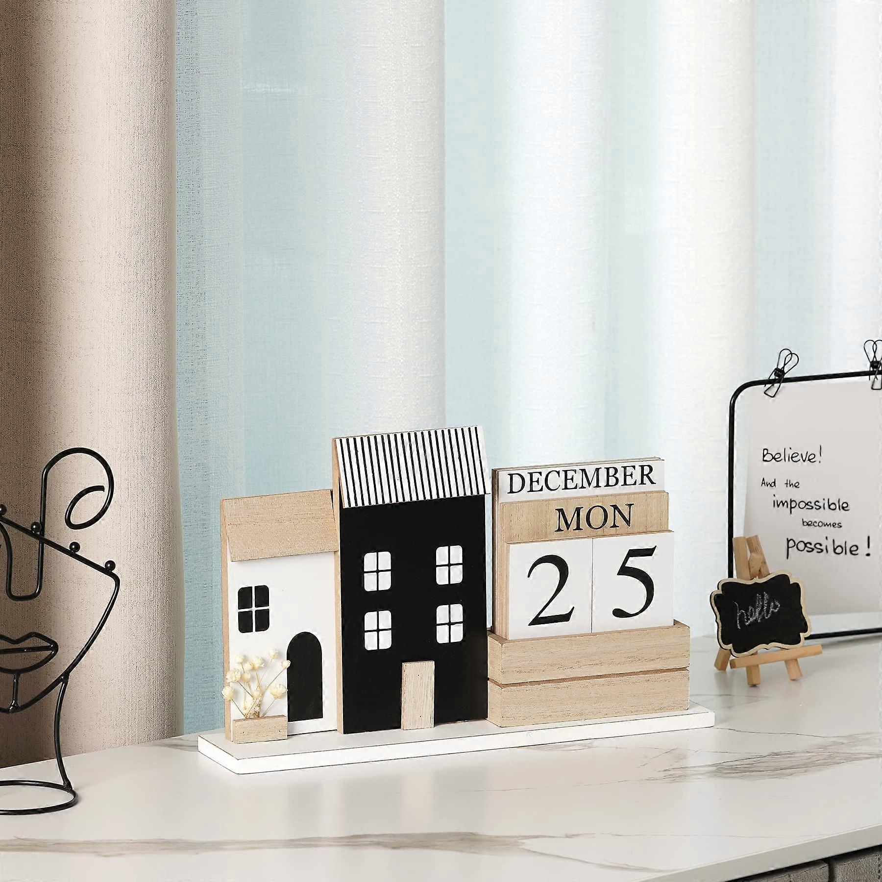 Calendar Cube Wooden Desk Perpetual Calendar - Desk Calendar Block ...