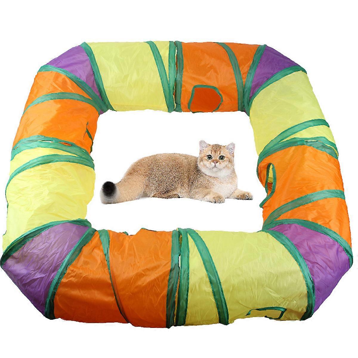 Cat Tunnel for Indoor Cats with Peek Holes, Interactive L-Way Foldable ...