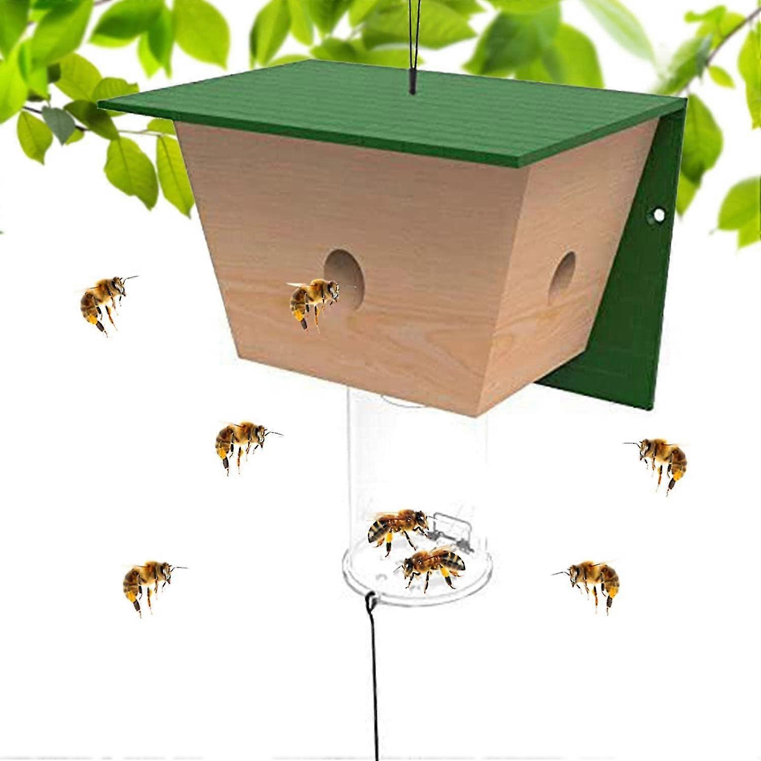 Wooden Bee Trap Wasp Trap Hanging Hornet Trap Pest Control Natural Eco ...