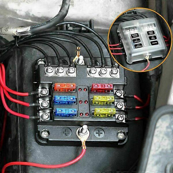 6-Way Waterproof Fuse Block,with LED Indicator 12 Circuits with ...