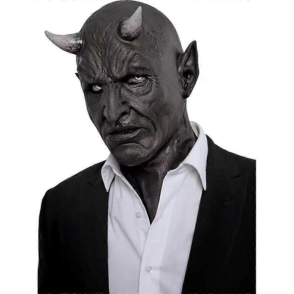 Cosplay Mephistopheles Mask Horror Demon Horn Mask Devil Killer Latex ...