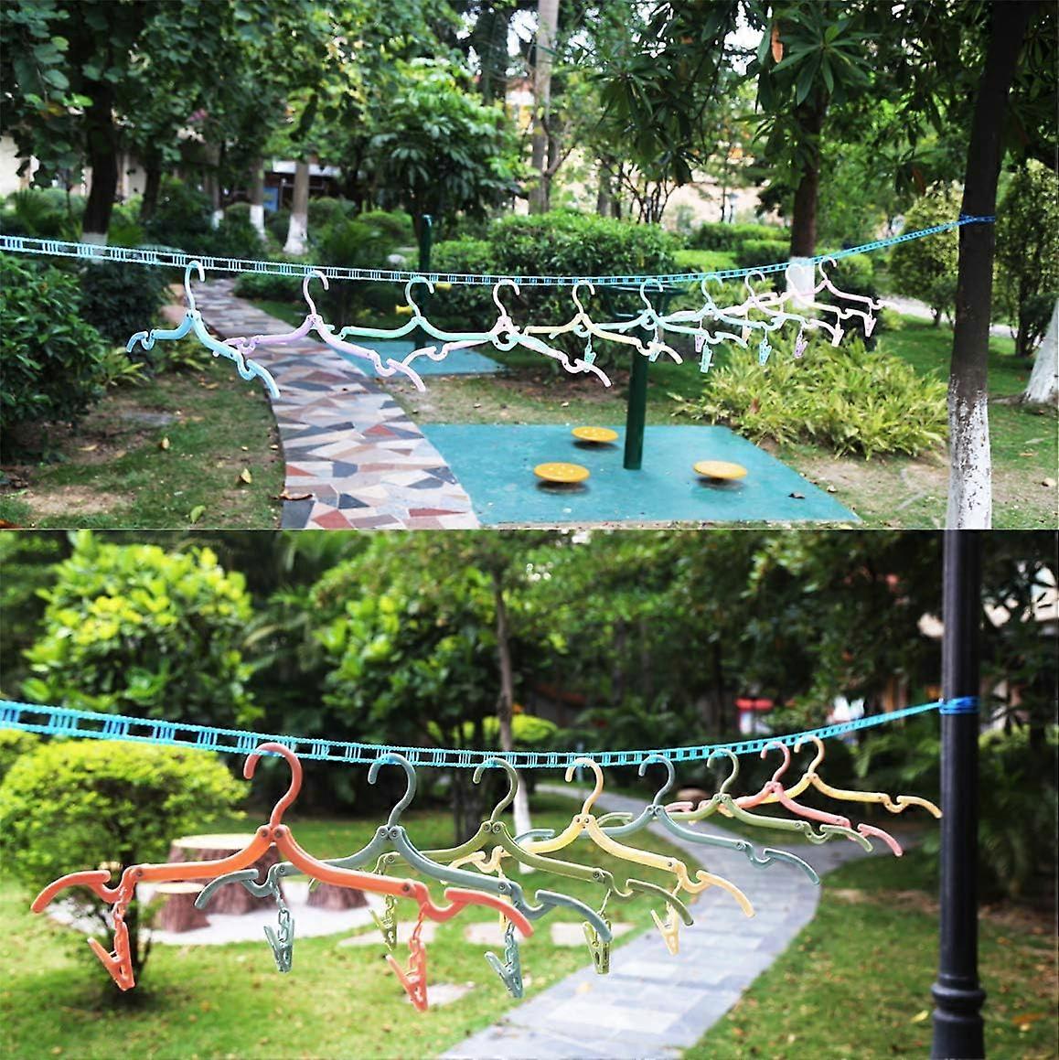 5m Blue Washing Line Expandable Washing Line Outdoor Camping Non-Slip ...