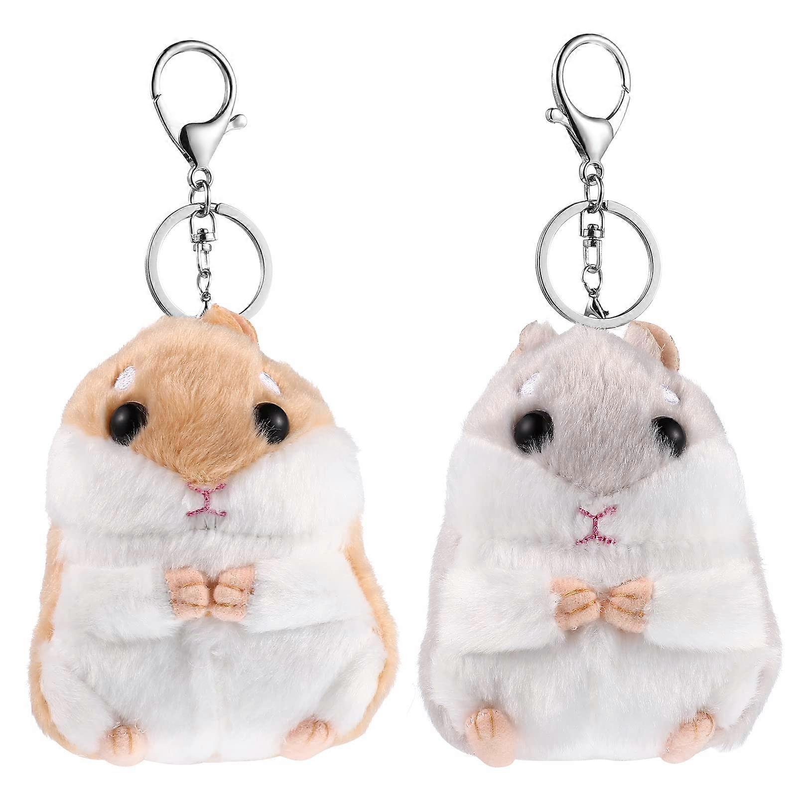 2pcs Animal Keychain Plush Keychain Funny Hamster Keychain Soft Pendant ...
