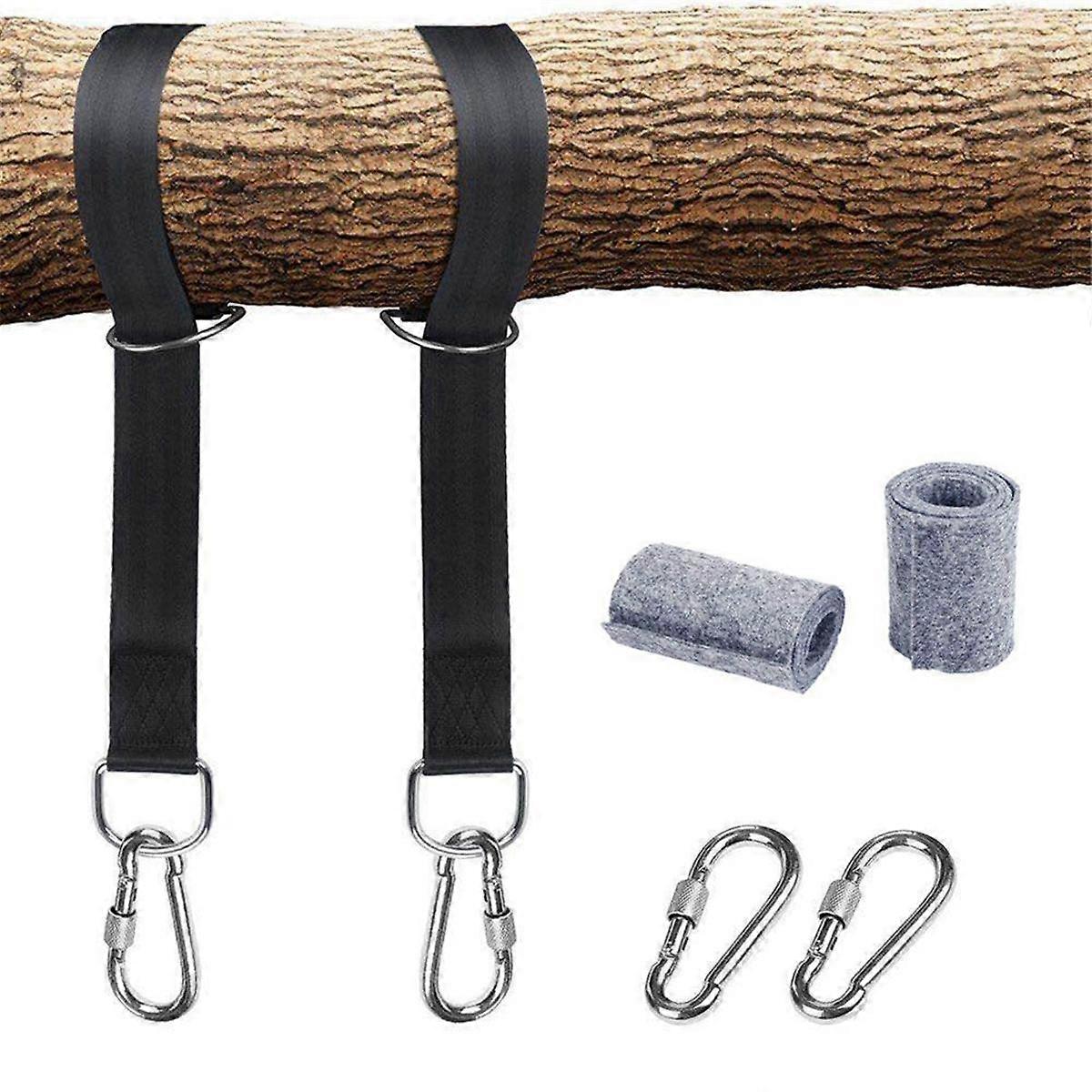 2Pcs 1.5m Tree Swing Straps Hanging Kit with 2 Carabiners Single Bar ...