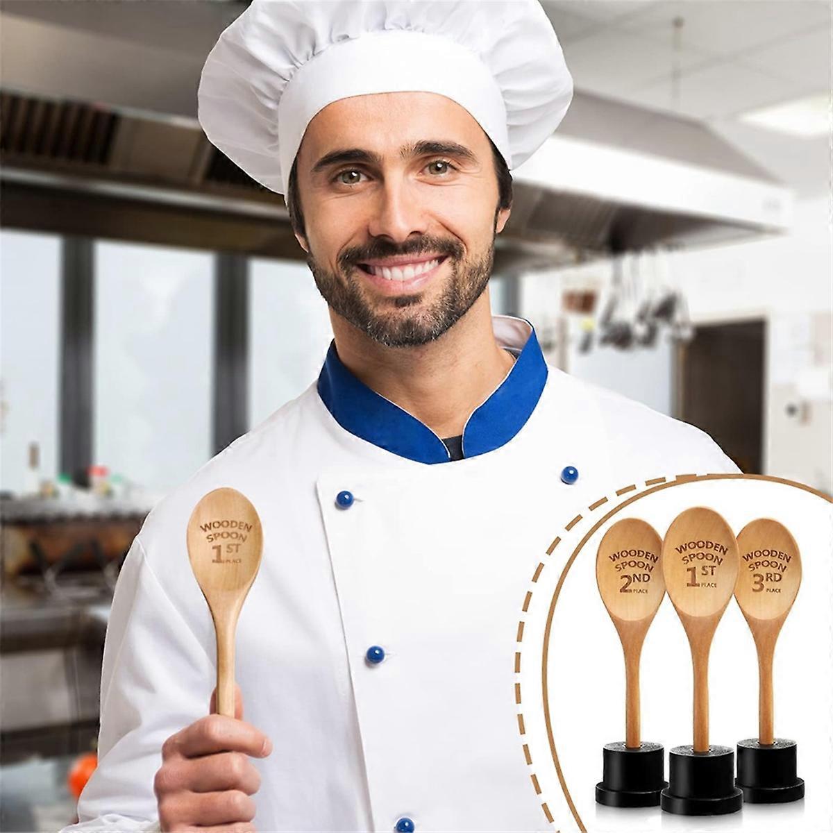3 Pieces Golden Spoon Award Trophies Set Chili Cook Off Wood Spoon ...