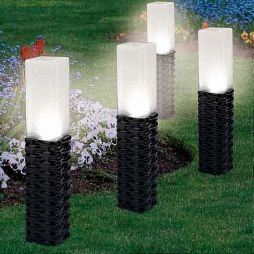 Solar Powered Garden Stake Lights Rechargeable Rattan Lantern for Lawn ...