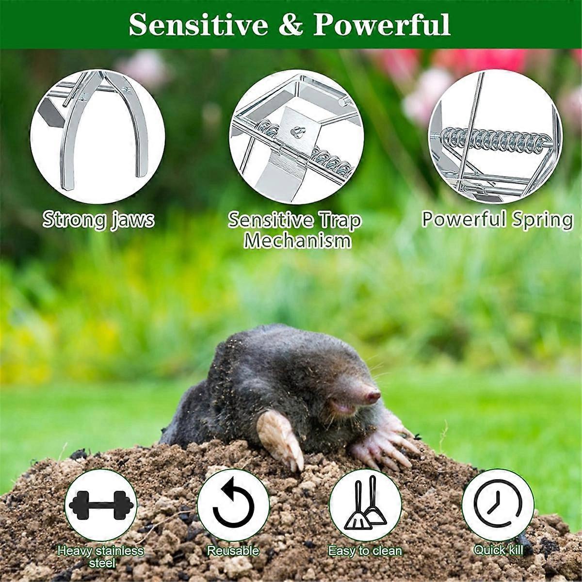 4 Pack Mole Traps Mole Trap Easy to Set,Reusable Quick Capture Gopher ...