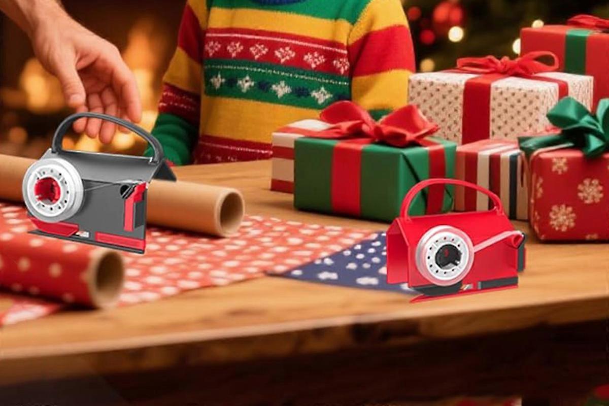 2-Pack Wrapping Paper Cutter and Tape Dispenser Dual-Use for Holiday ...