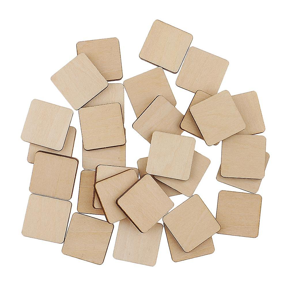 2xSquare MDF Unfinished Wood Pieces Blank Plaque DIY Craft 20x20mm 30 ...