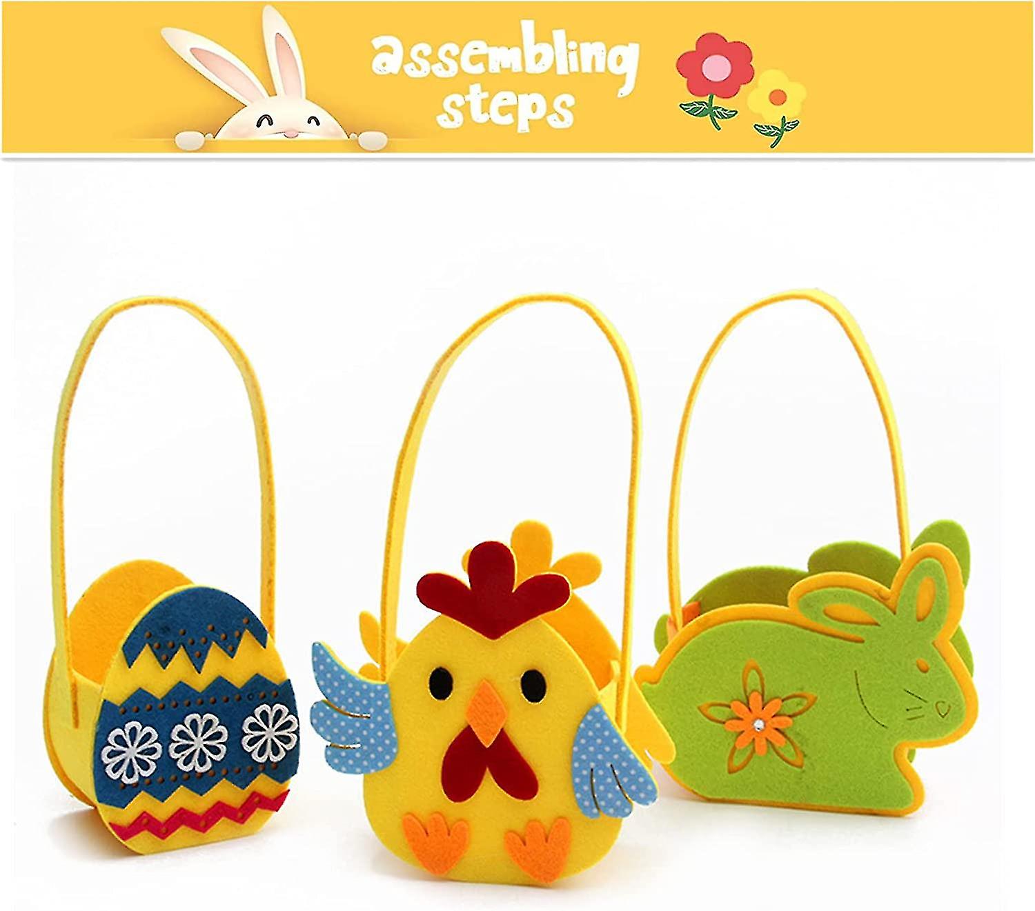 Heytea 3 Pcs Easter Baskets For Kids, Easter Egg Basket,easter Bunny ...