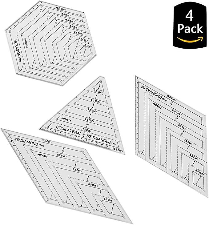 4 Pieces Transparent Sewing Ruler, DIY Sewing Ruler, Quilting Templates ...