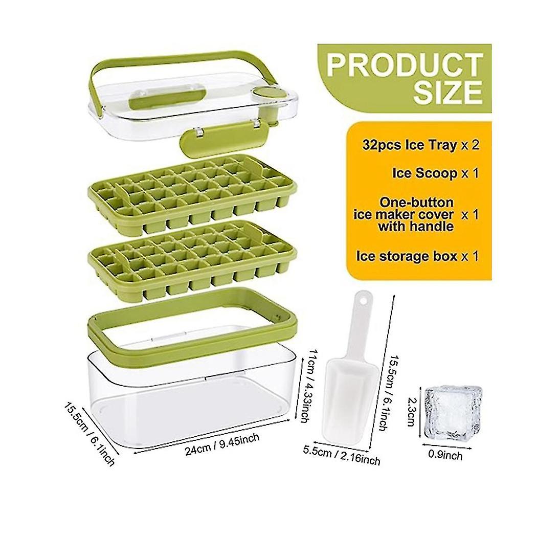 Ice Tray Pressed Ice Storage Box Freezer Square Ice-cube Mold With Lid ...