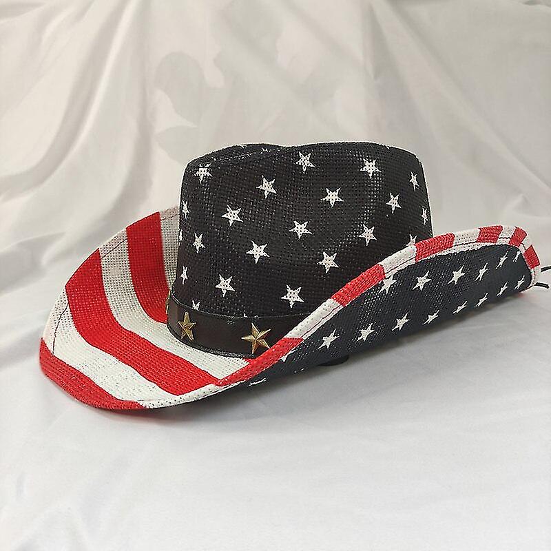 Summer Classic American Flag Cowboy Hats For Men Wide Brim Usa Cowgirl ...