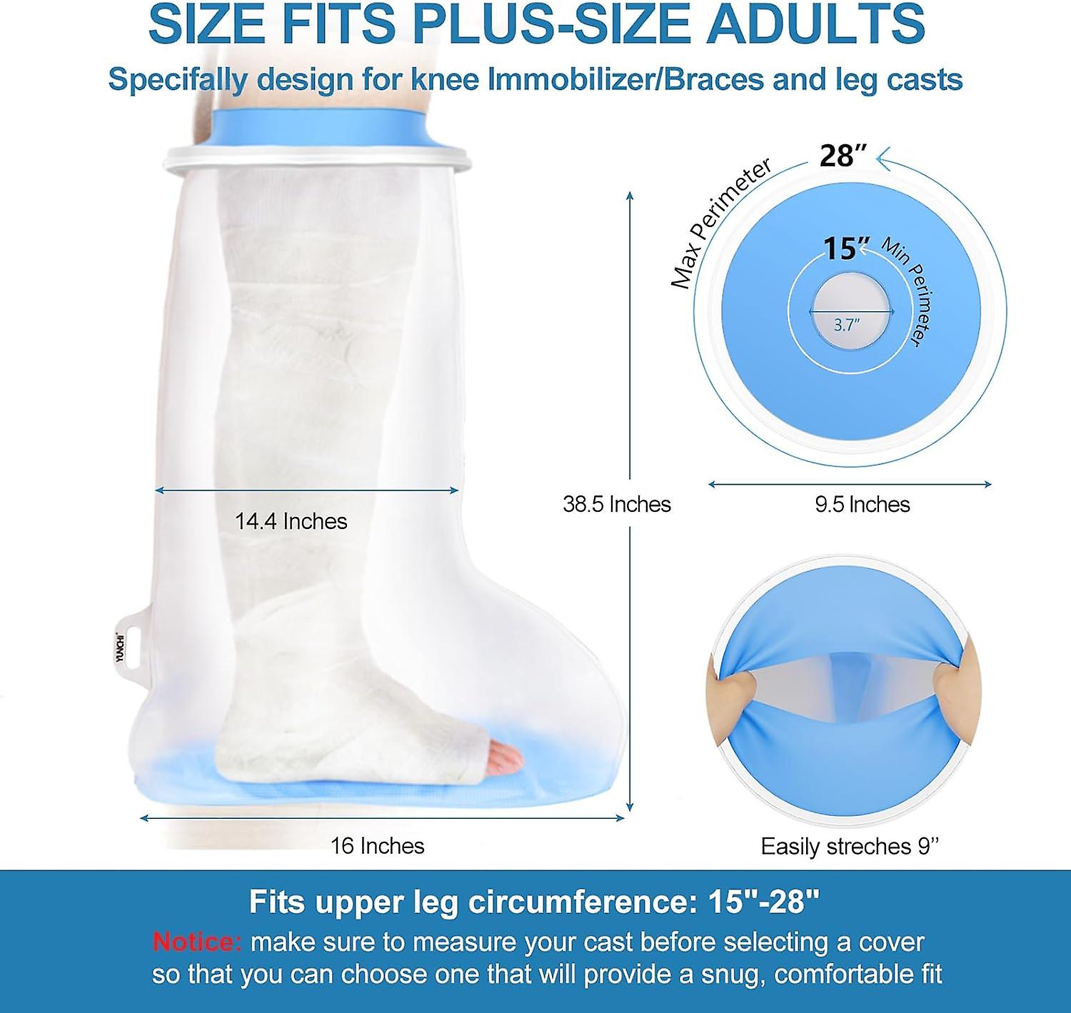 Upgraded Extra Wide Full Leg Cast Cover For Shower - Non-slip, Reusable ...
