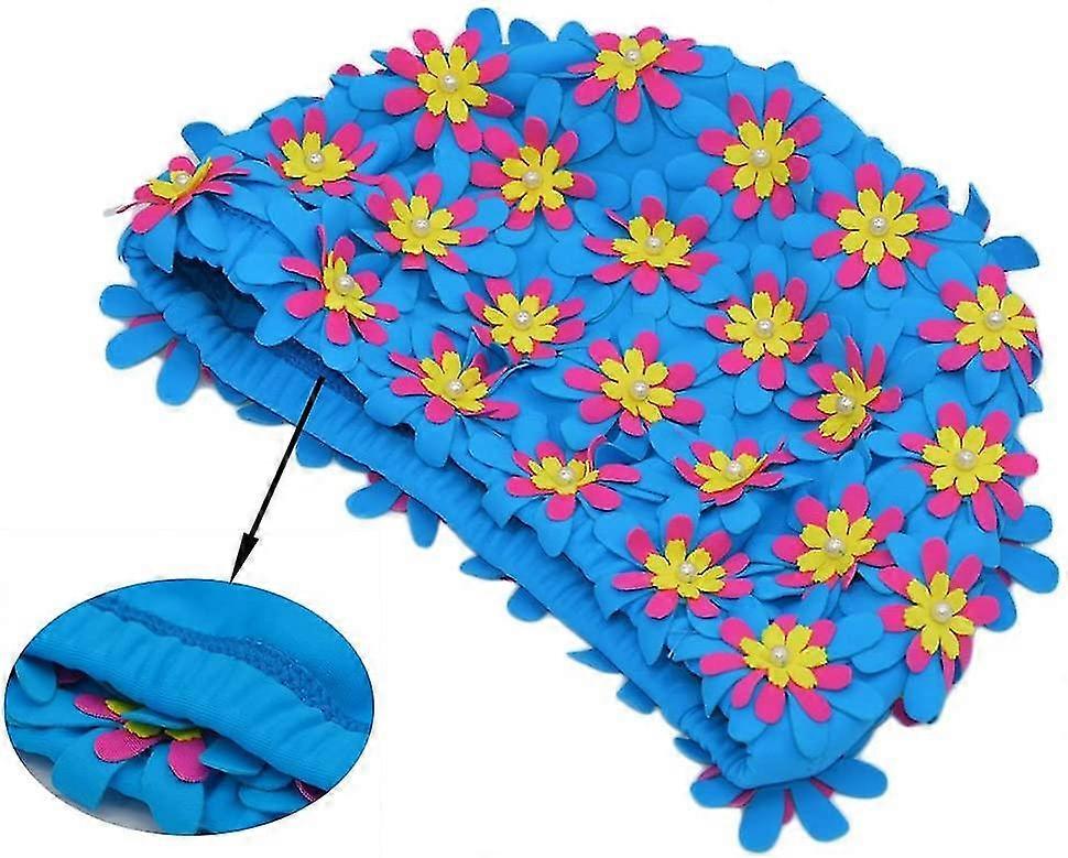 Swim Cap Floral Petal Retro Style Bathing Caps For WomenSwim Cap Floral ...