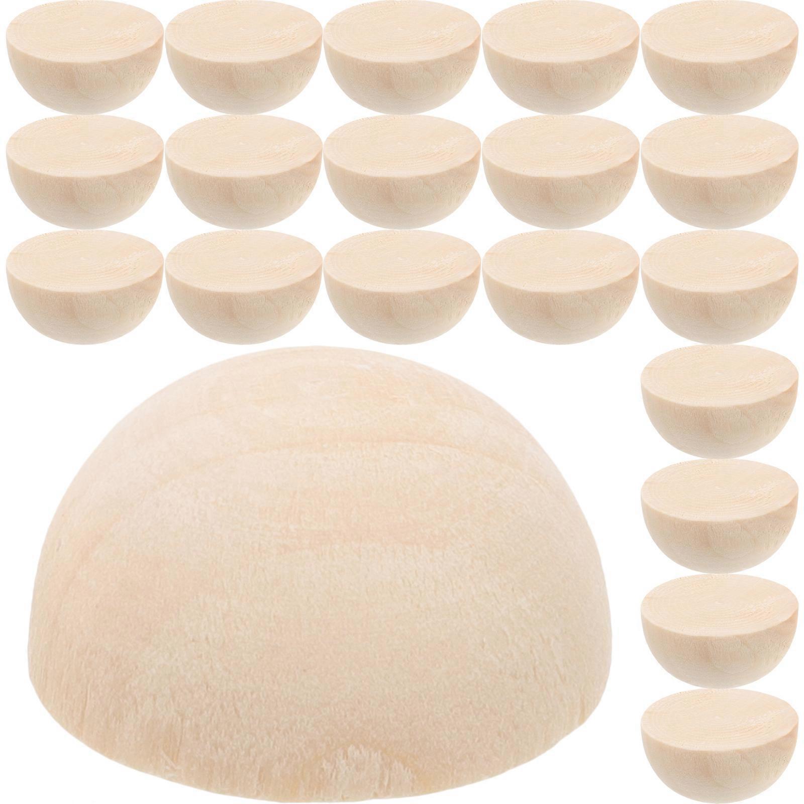 30pcs Unfinished Half Wooden Balls Mini Hemisphere Half Craft Balls for ...