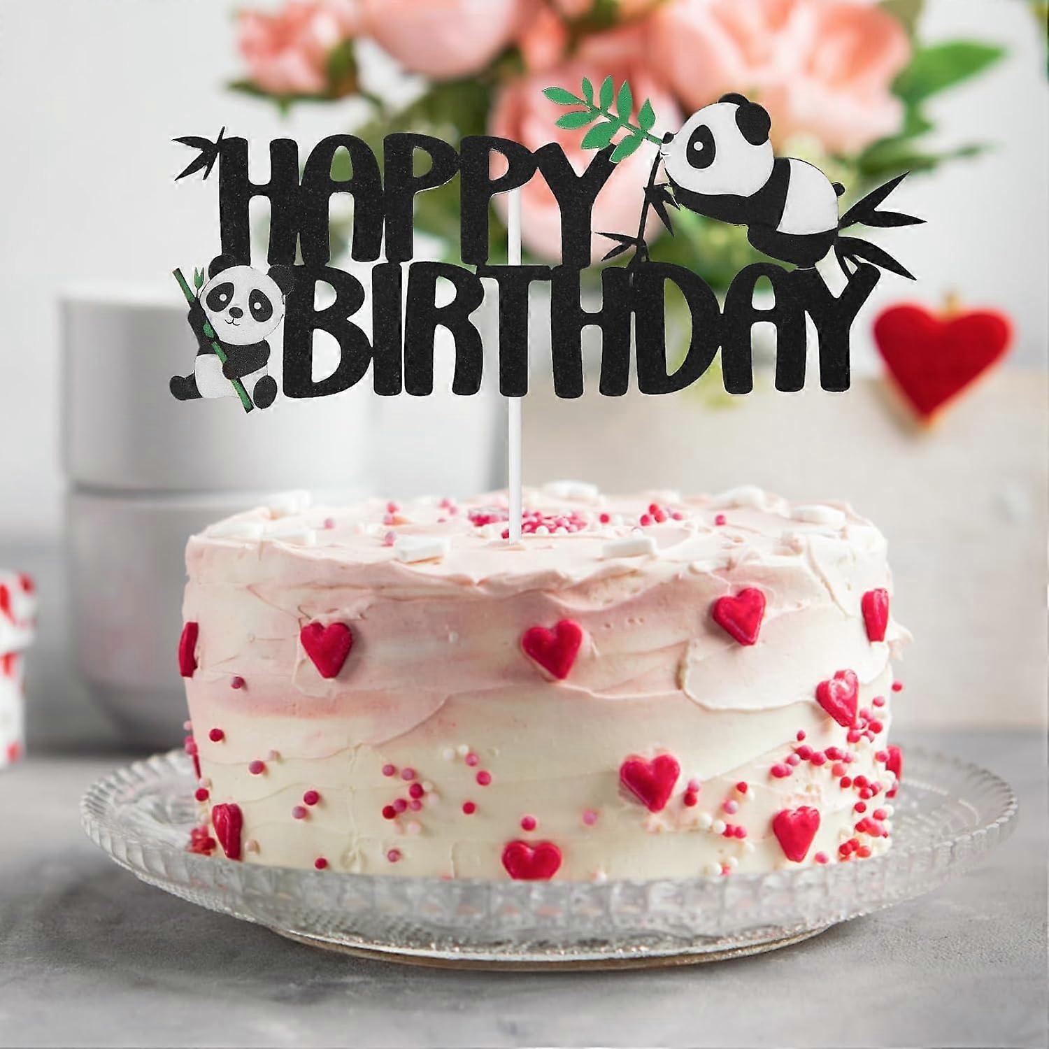 Panda Birthday Cake Topper, Happy Birthday Cake Topper Panda Cake ...