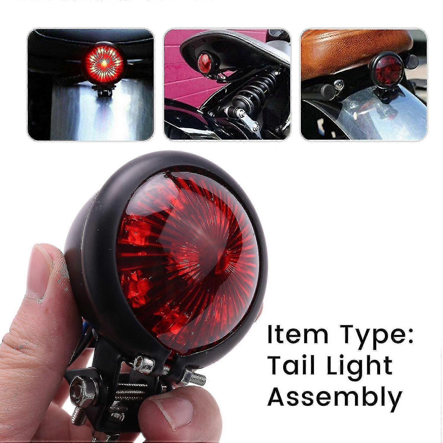 For 2024 Red 12V LED Black Cafe Racer Tail Light Compatible with ...
