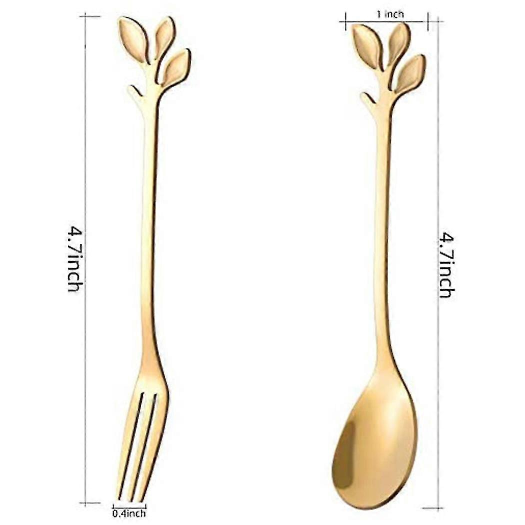 16pcs Dessert Spoon And Fork Set Cake Fork Coffee Spoon Creative Fruit ...