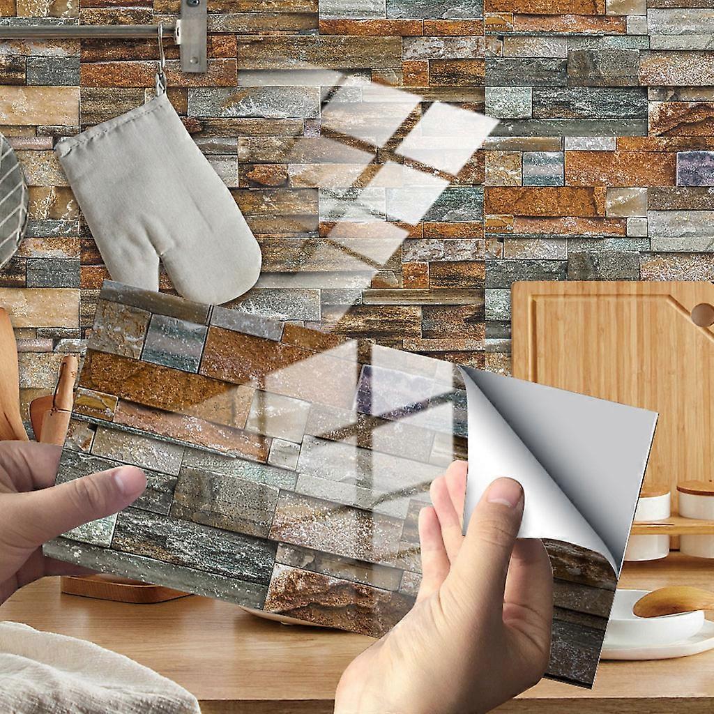 48 Sheet Brick Self Adhesive Tile Stickers Peel and Stick Backsplash ...