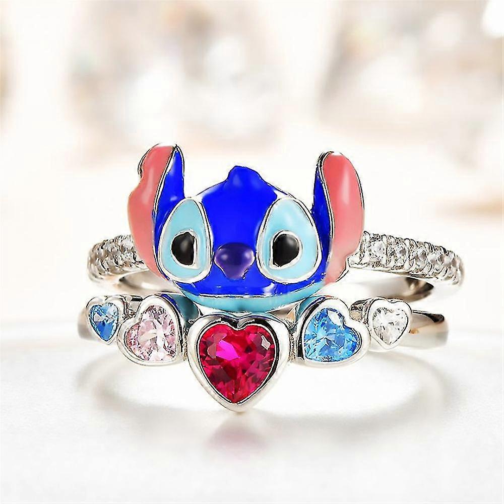 Lilo & Stitch Rings Sparkling Heart Cubic Zirconia Ring Women Fashion ...