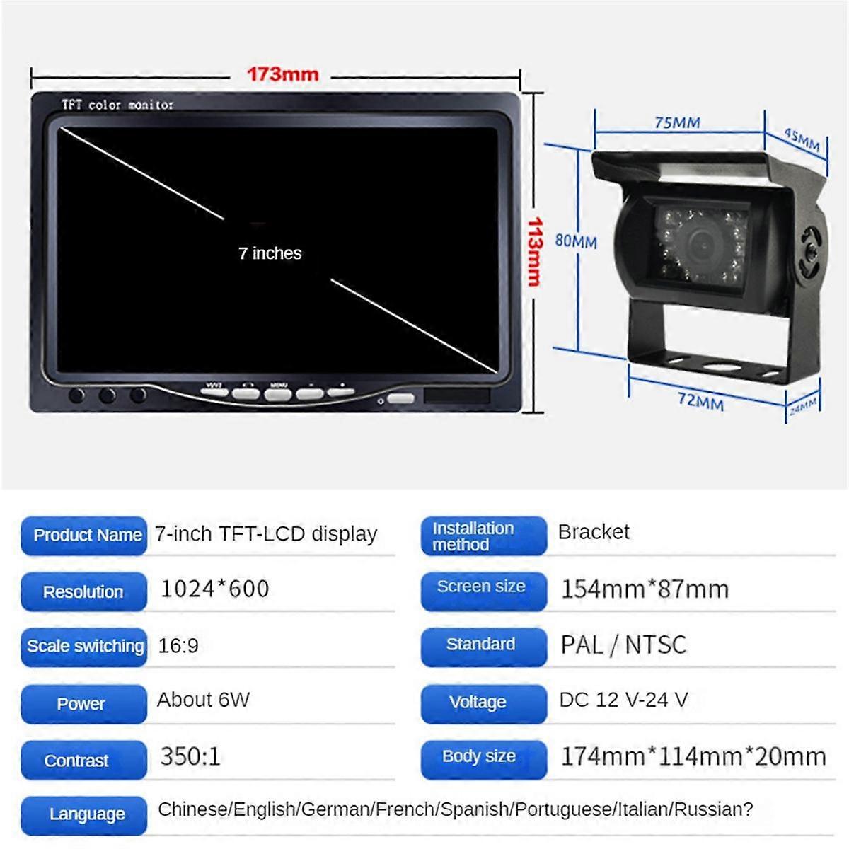 Car AHD Rear View Camera with Monitor for Truck Parking Trailer 24V ...