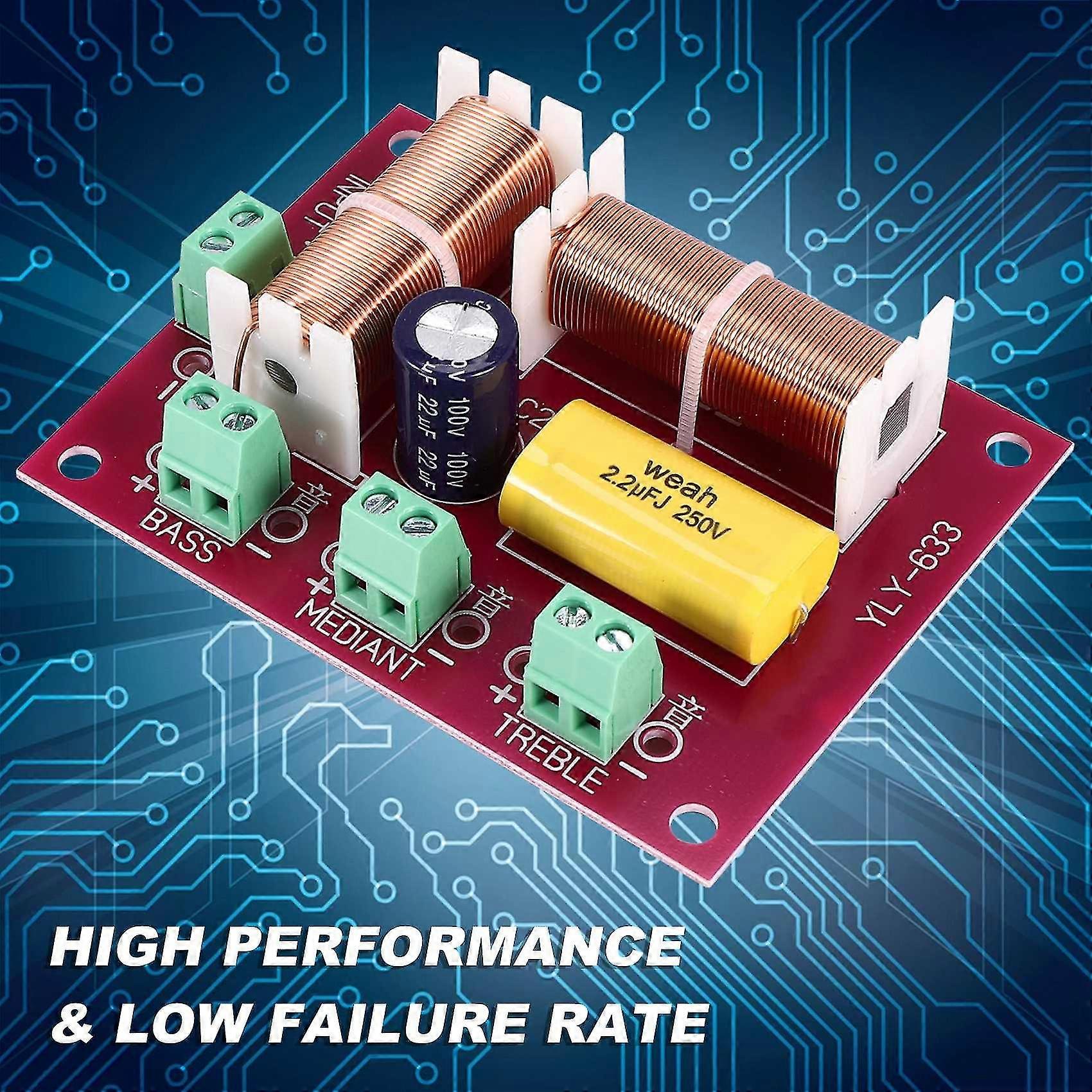 2Pcs 200W 3 Way Audio Speaker Crossover Treble + Midrange + Bass Crossover Speakers Filter ...