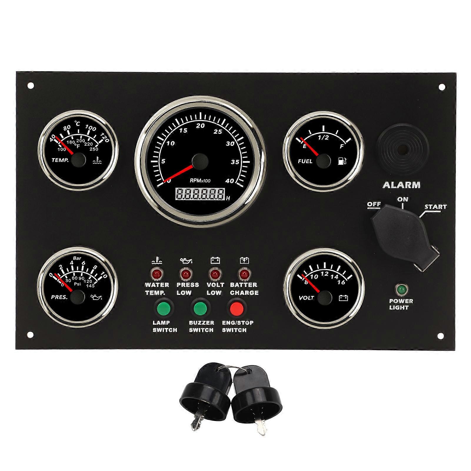 Boat Instrument Panel Tachometer Fuel Level Water Temperature Oil ...