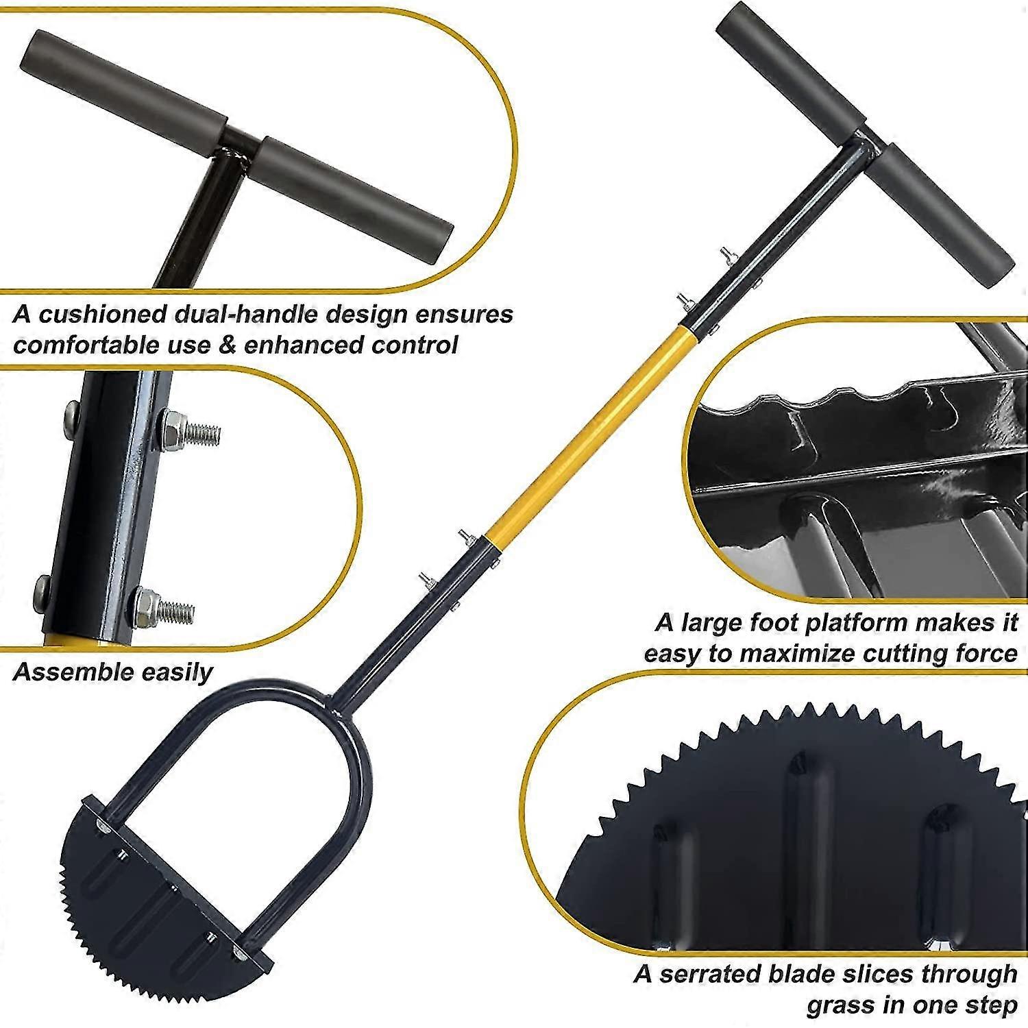 38 Inch Manual Lawn Edger, Half Moon Grass Edger With T-style Long ...