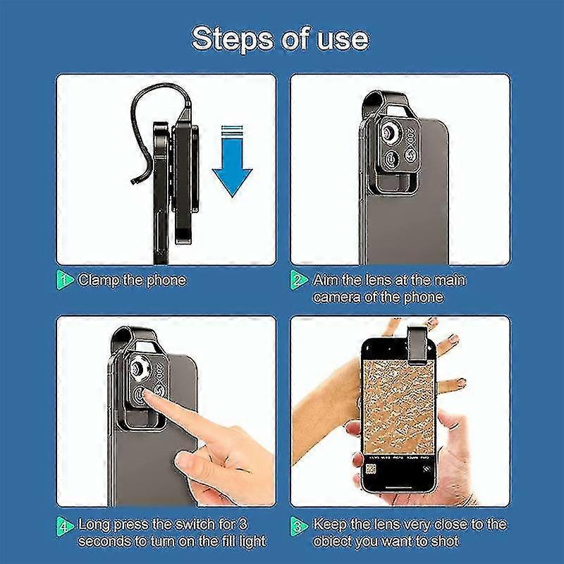 200X Cell Phone Microscope Accessory with CPL Lens, Portable Mini ...