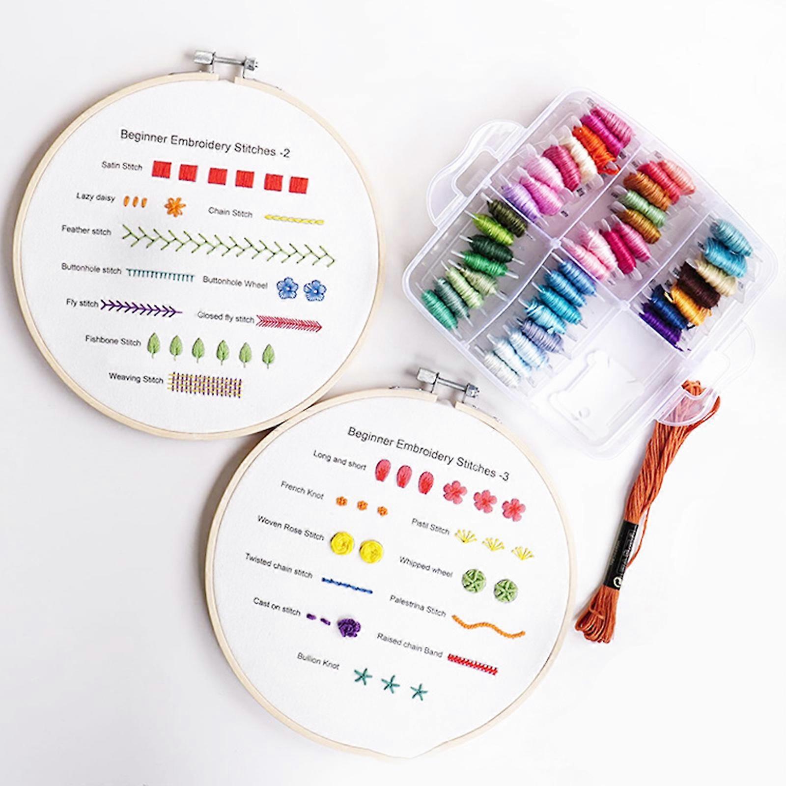 Beginners Embroidery Stitch Practice Kit Bamboo Embroidery Hoop Seam ...