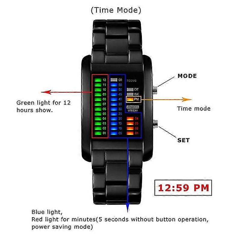 Binary Watch Resistant Watches Men 3atm Waterproof Alarm Chrono ...