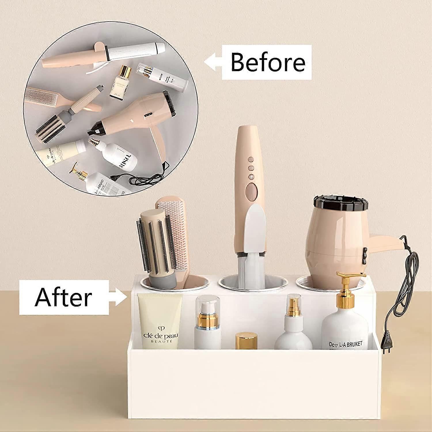 Hair Dryer Holder Hair Tools Organizer, White Acrylic Hair Dryer and ...