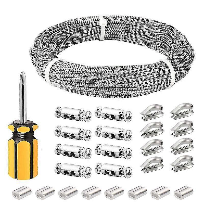 Sgym Cable Kit 20m/3mm Stainless Steel Wire Rope Pvc Coated For Climbing Plants Garden Wire ...