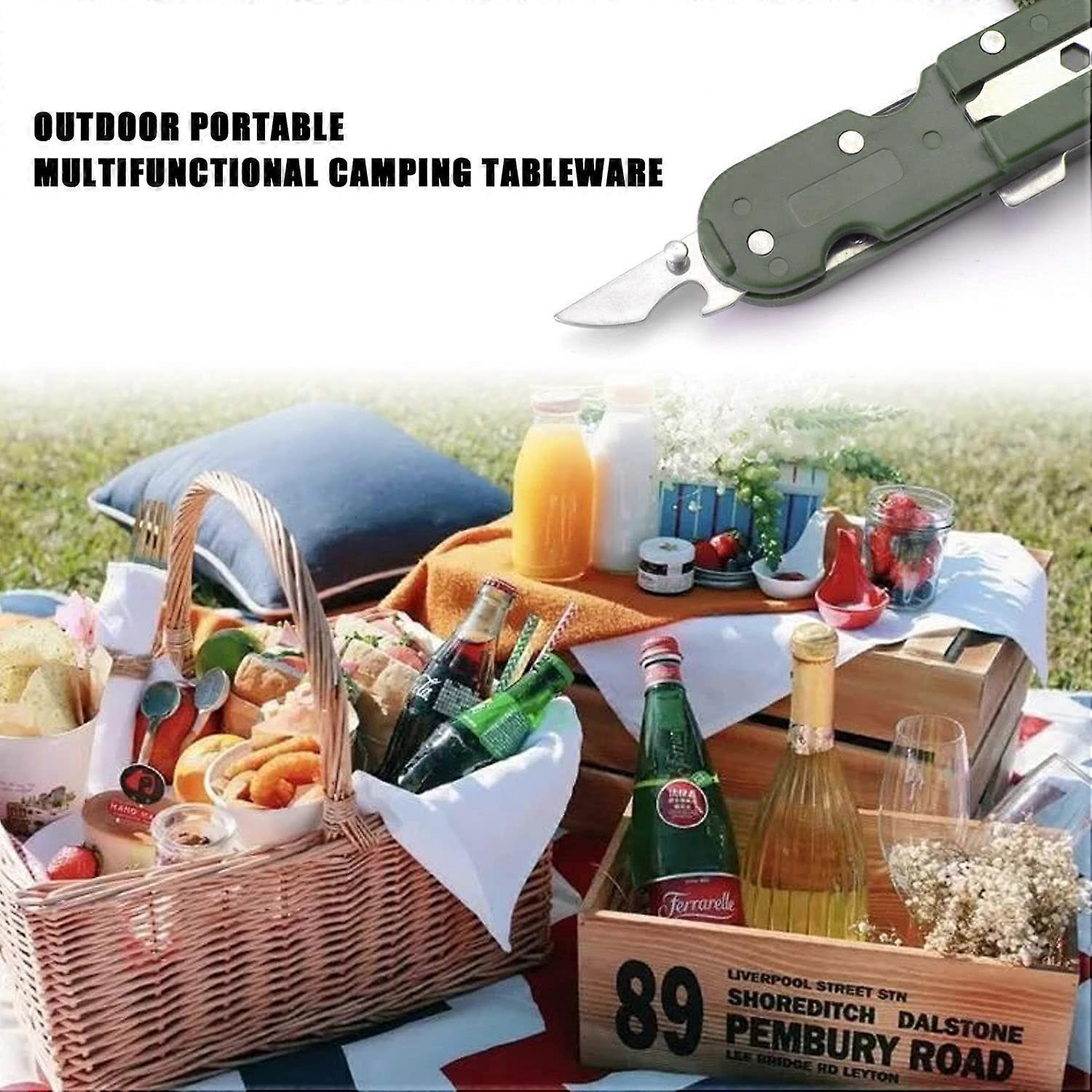Camping Cutlery Set Detachable Stainless Steel Folding Portable Camping ...
