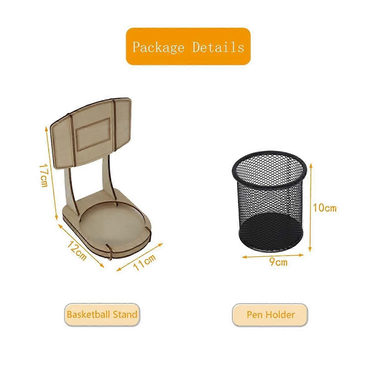 Pen Pencil Holder, Handmade Wooden Basketball Stand Pencil Organizer ...