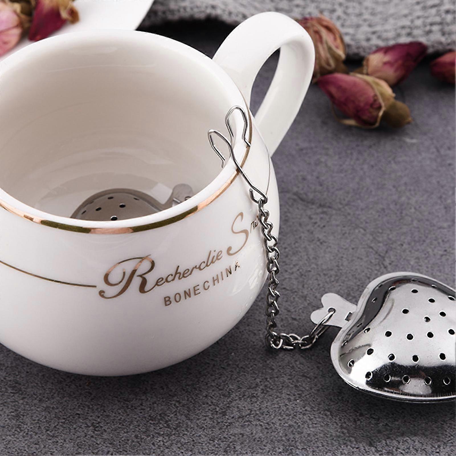 2Pcs/Set Tea Strainer Heart Shape Large Capacity Stainless Steel Steep ...