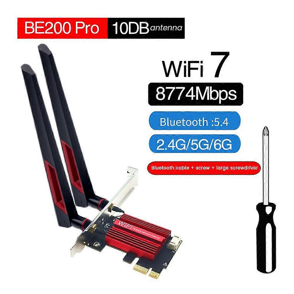 WiFi 7 BE200 Pro Pcie Wireless Network Adapter+10DB Antenna BT5.4 Tri Band 2.4G/5G/6GHz BE200 ...