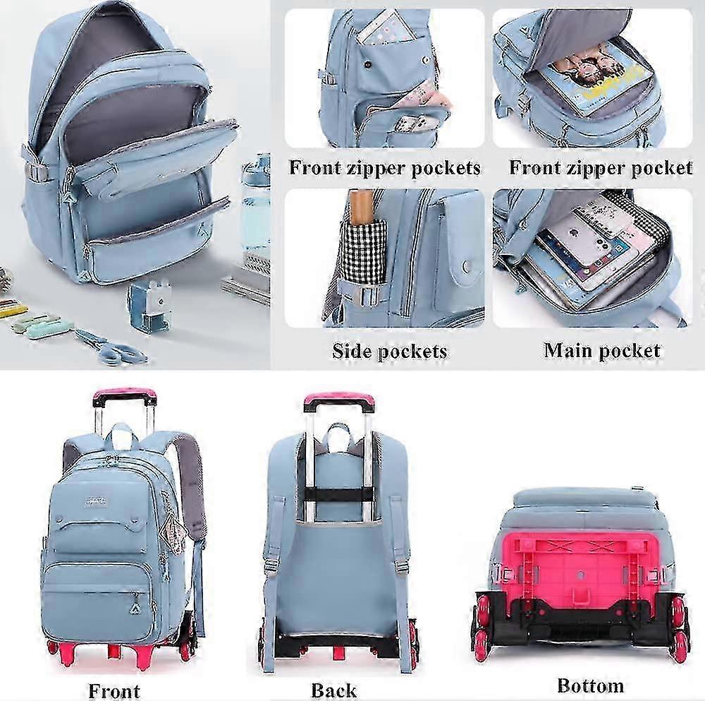 2025 Solid Color Girls Rolling Backpack With Wheels Schoolbag ...