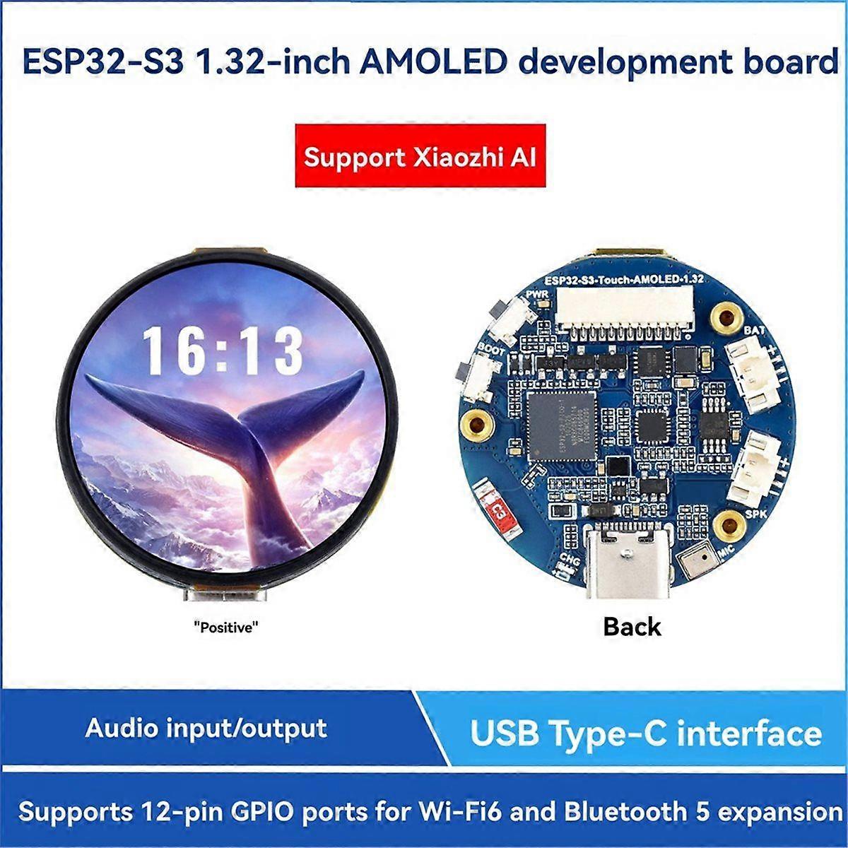 ESP32-S3 AMOLED Development Board 1.32Inch 466x466 Resolution Touch Display WiFi 6 Bluetooth 5.0 ...
