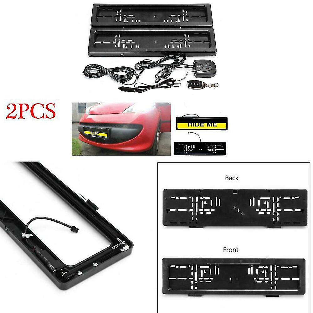 2pcs License Plate Frame Roller Shutter Electric Remote Control License ...