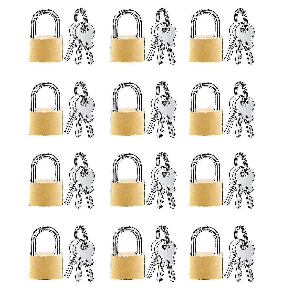 12 Pack Mini Padlock Small Padlock Solid Brass Locks With 3 Key For ...
