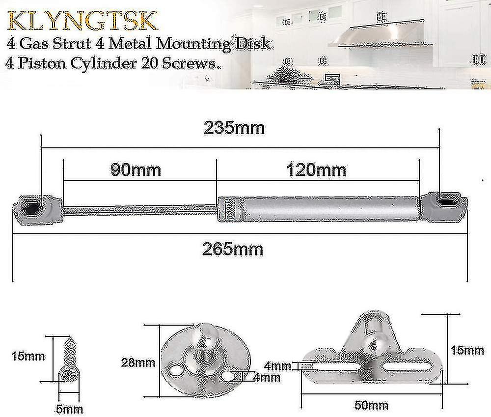 4pcs Gas Strut 100n Gas Strut Hydraulic Gas Spring Gas Strut Shock ...