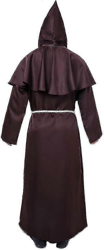 Monk Robe Medieval Friar Monk Priest Hooded Robe Cloak Halloween Tunic ...
