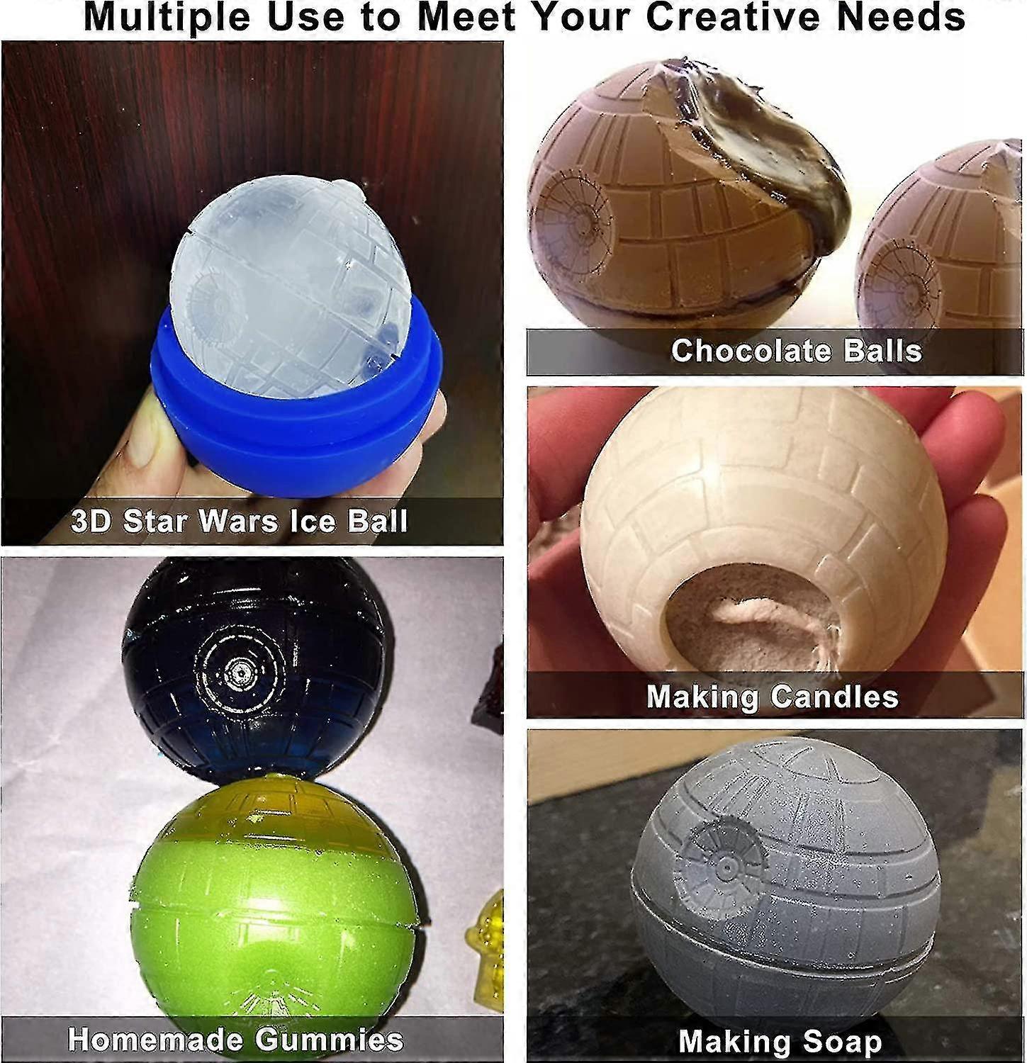 Death Star Ice Cube Mold 6 Pack Silicone Star Wars Ice Molds Sphere Big ...