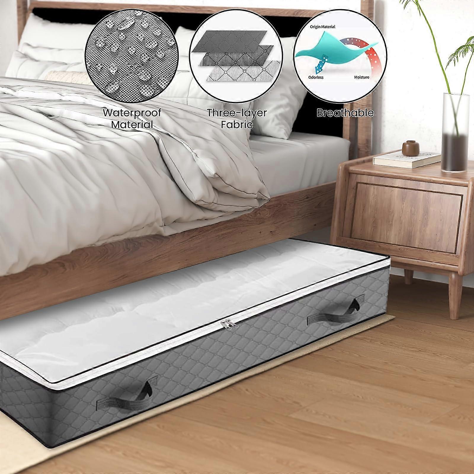 90L Underbed Storage Bags, 2 Pack Large Under Bed Storage Box with lid ...