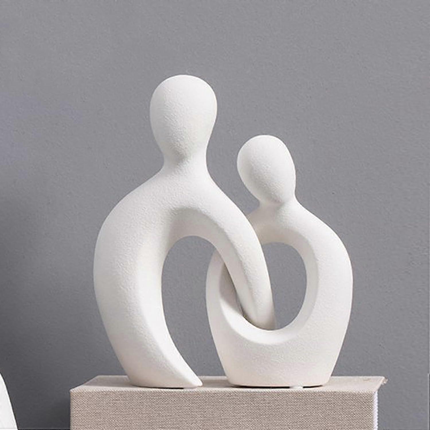 White Ceramic Romantic Couple Sculpture for Home Decor - Modern ...