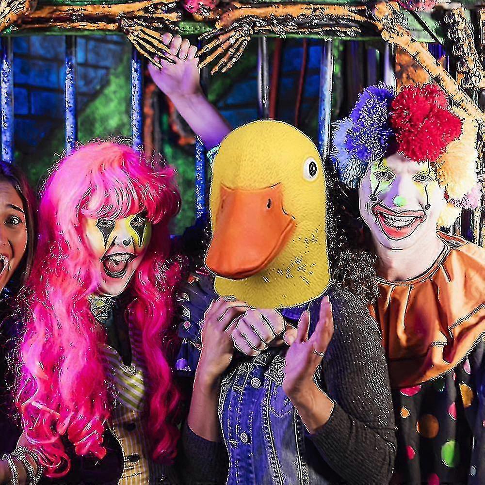 Duck Mask Halloween Animal Deluxe Mask Latex Theme Yellow With Mask ...